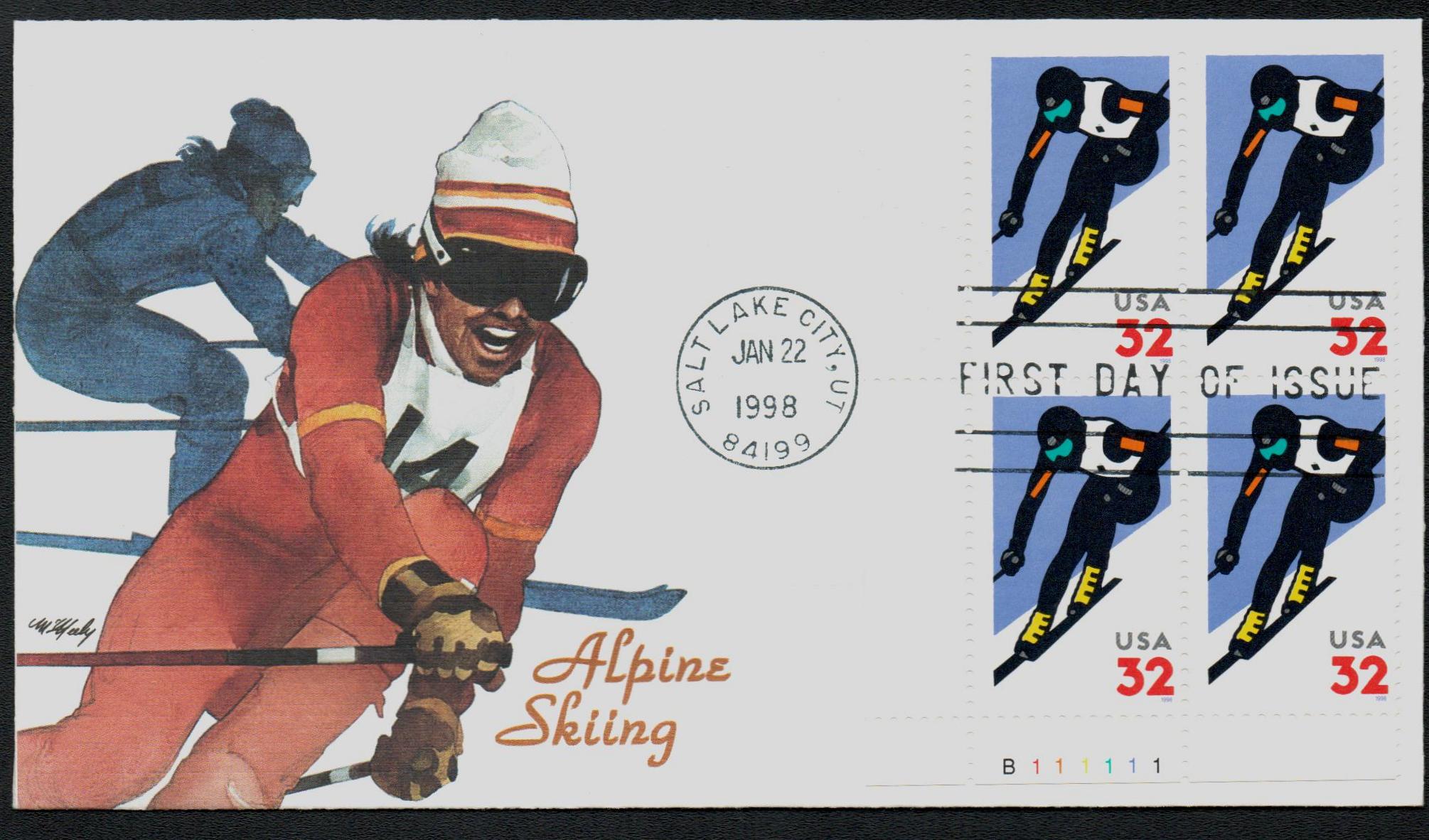 3180 - 1998 32c Alpine Skiing - Mystic Stamp Company
