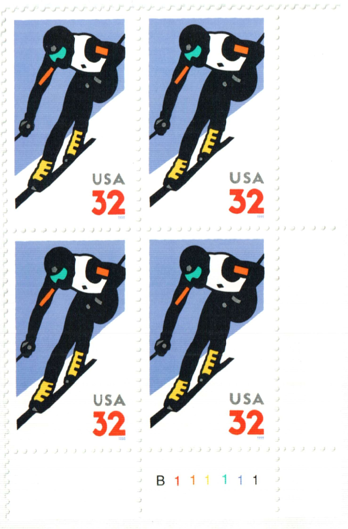 3180 - 1998 32c Alpine Skiing - Mystic Stamp Company