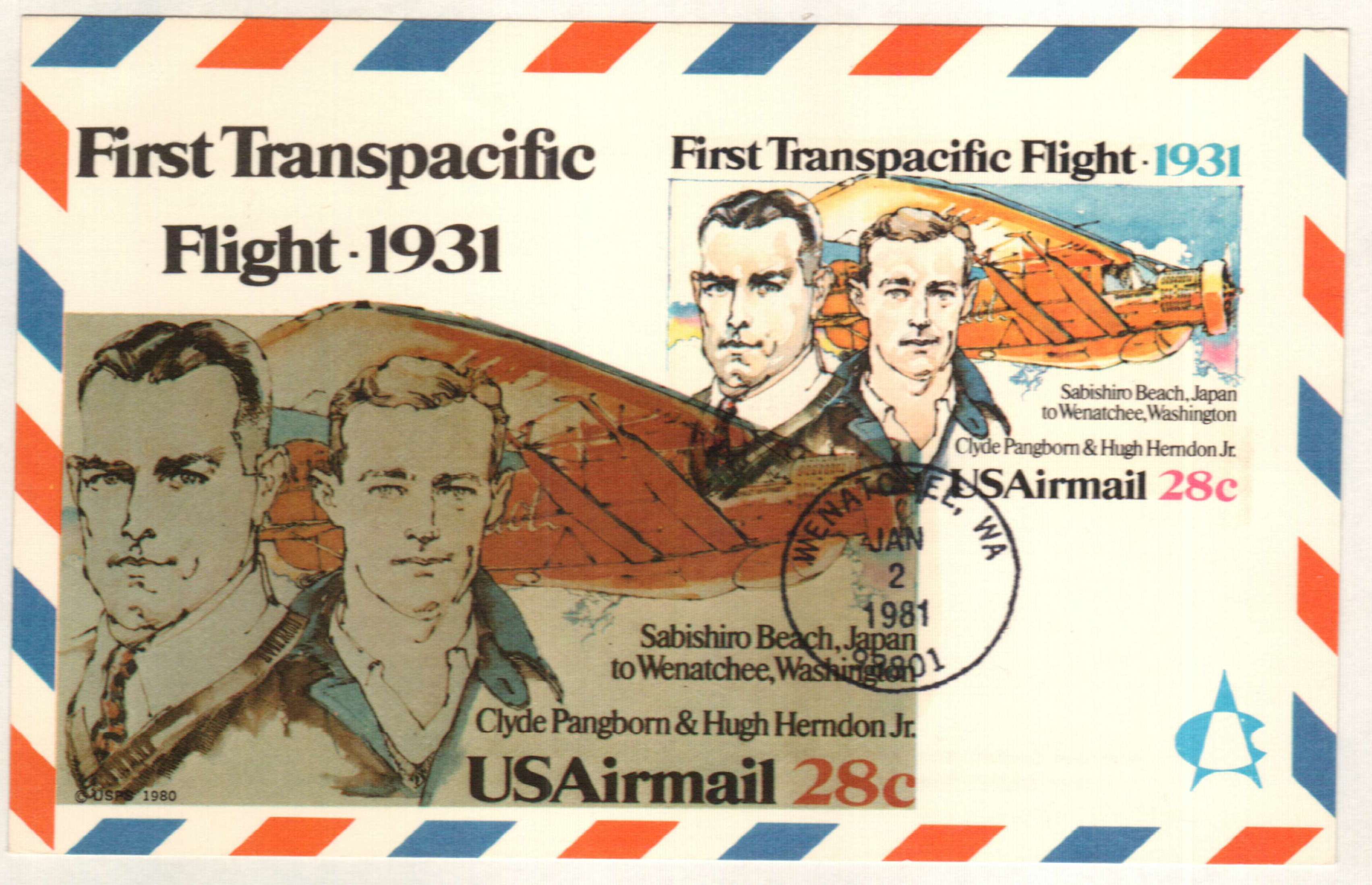 UXC19 - 1981 28c Air Mail Postal Card - First Transpacific Flight ...