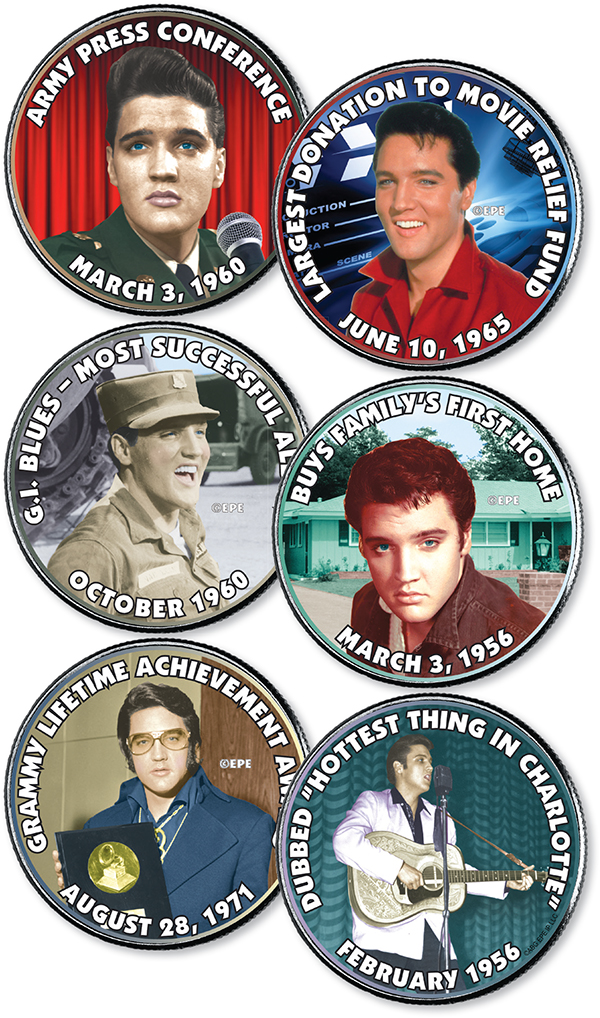 M12500 - Elvis Half-Dollar Coin Collection, Set of 6 - Mystic Stamp Company