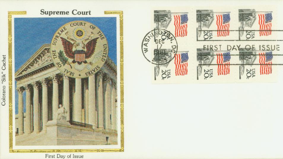 1896a - 1981 20c Flag over Supreme Court, booklet pane of 6 stamps ...