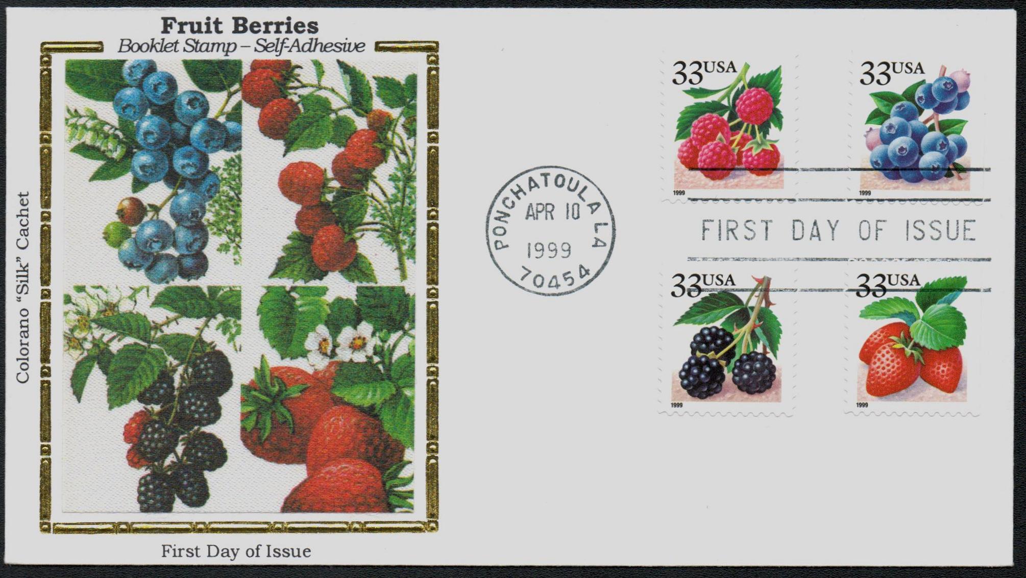 3294-97 - 1999 33c Fruit: Berries - Mystic Stamp Company