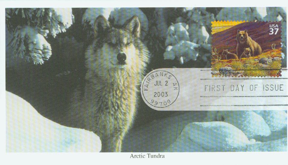 3802e - 2003 37c Arctic Tundra: Grizzly Bears - Mystic Stamp Company