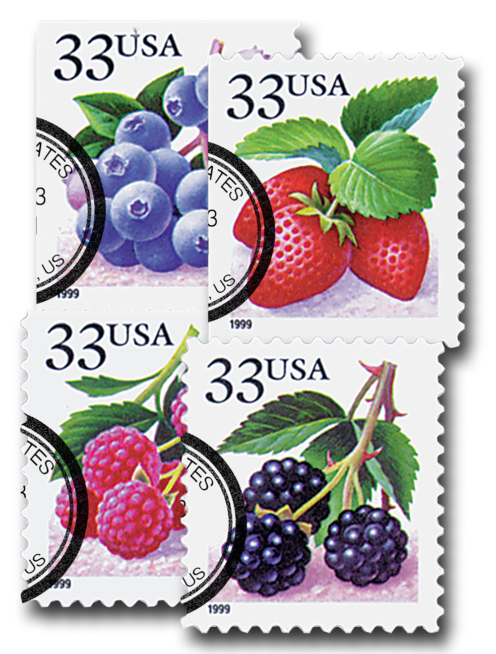 3294-97 - 1999 33c Fruit: Berries - Mystic Stamp Company