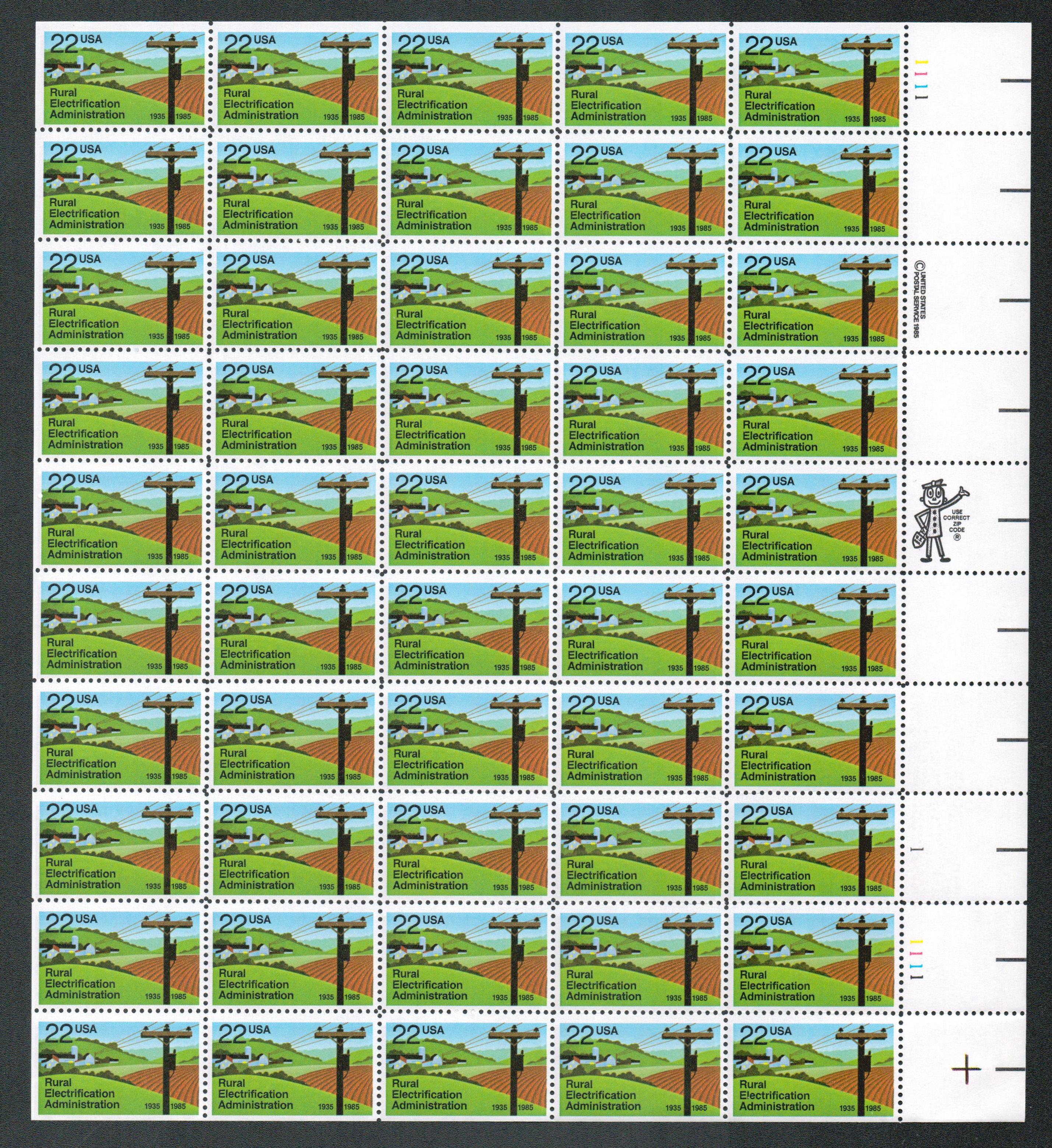 2144 - 1985 22c Rural Electrification Administration - Mystic Stamp Company