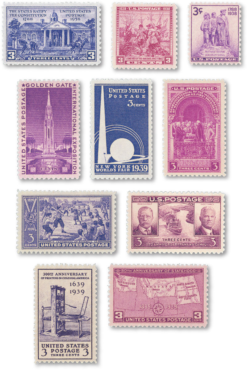 YS1938-39C - 1938-39 Complete Commemorative Year Set, 11 Stamps ...