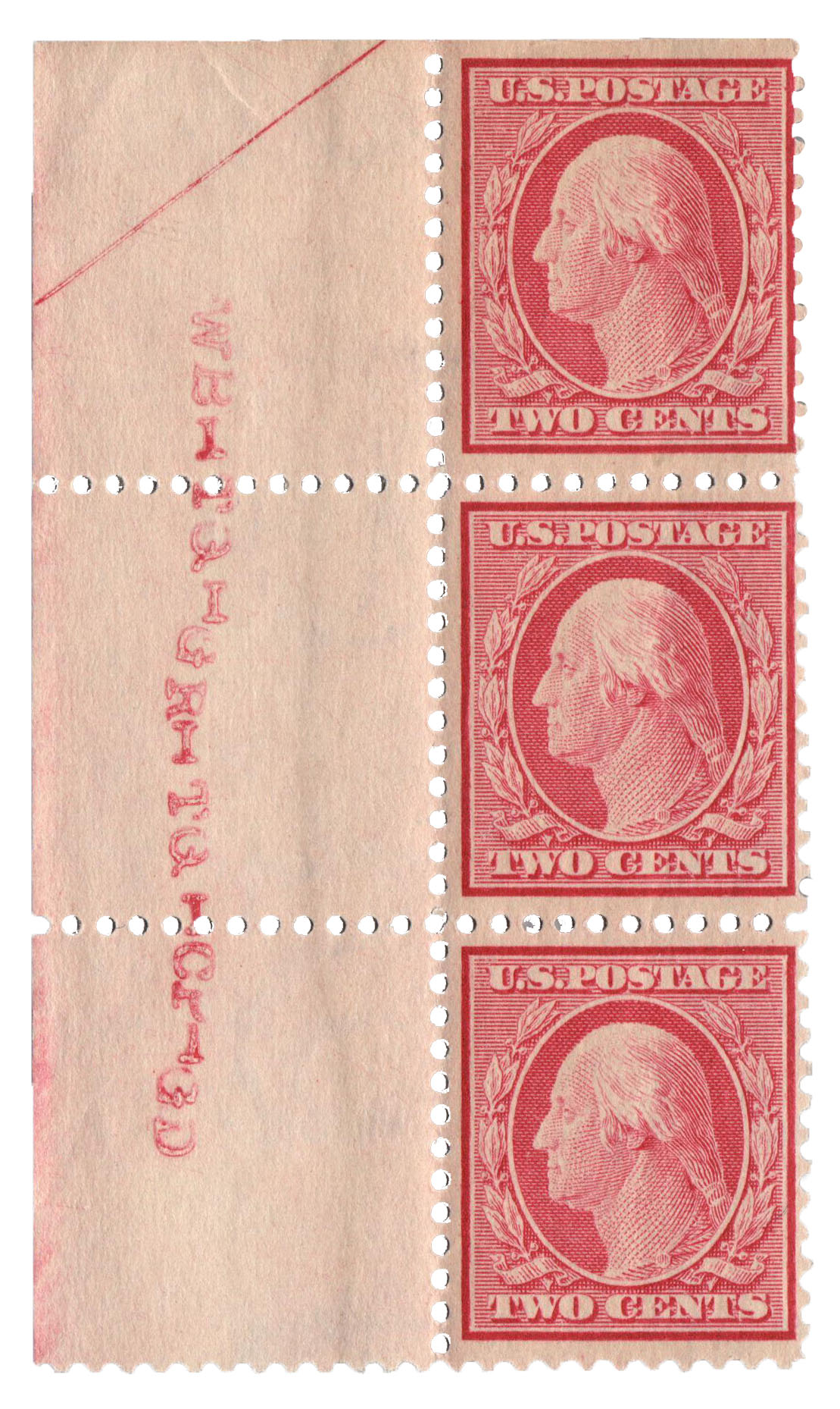 519 - 1917 2c Washington, carmine, double line watermark, perf 11 ...