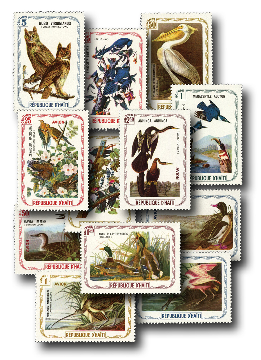 MFN345 - 1975 Haiti 12 Unauthorized Audubon Stamps - Mystic Stamp Company