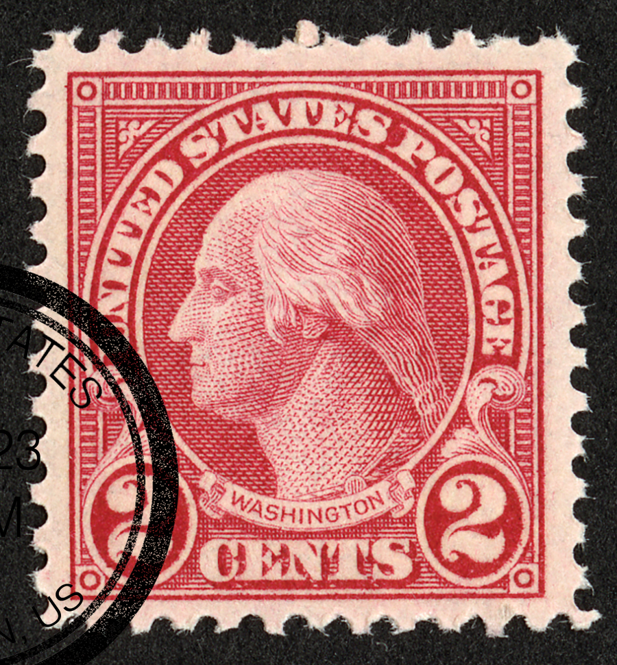 595 - 1923 2c Washington, carmine, perf 11 - Mystic Stamp Company