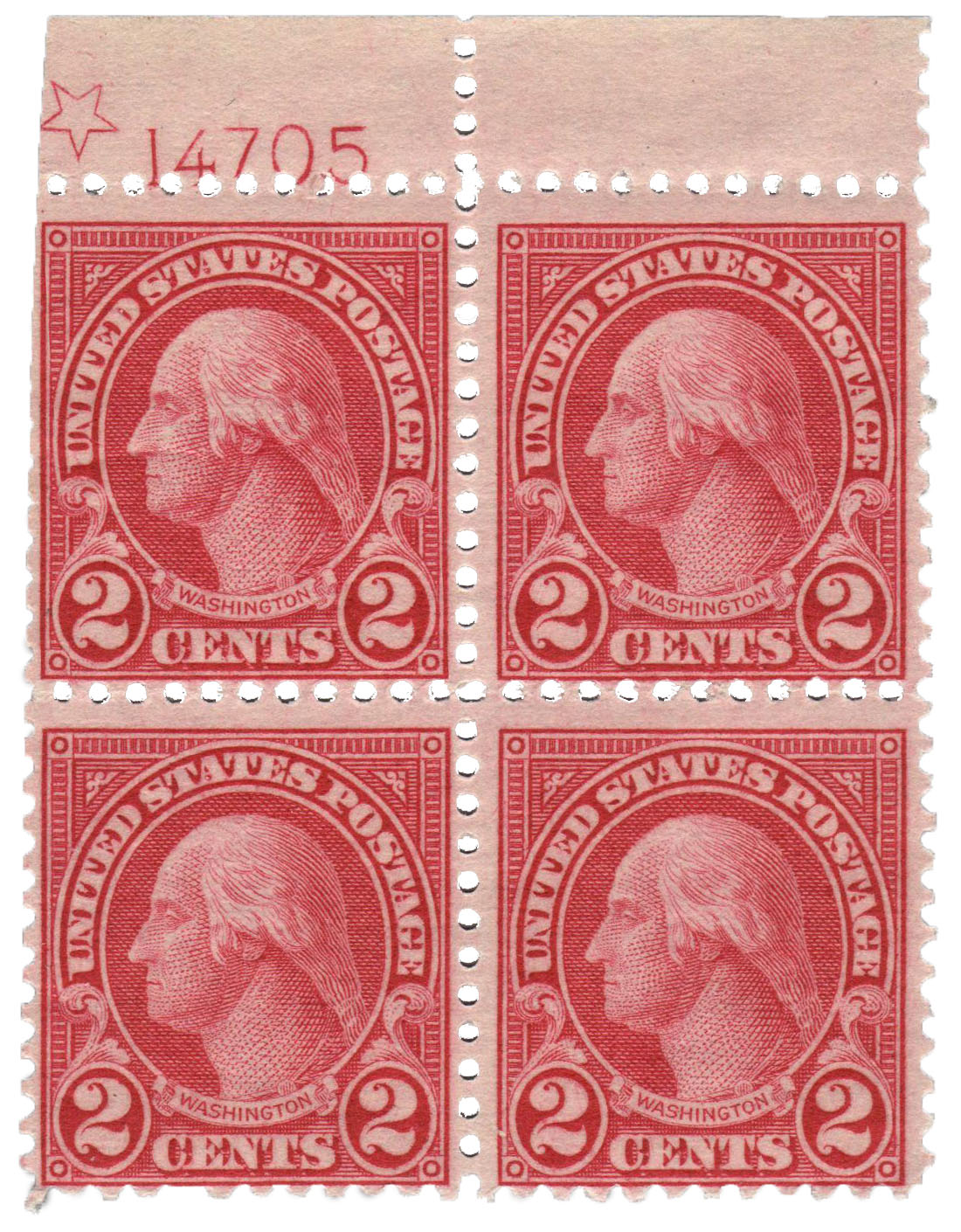 595 - 1923 2c Washington, carmine, perf 11 - Mystic Stamp Company
