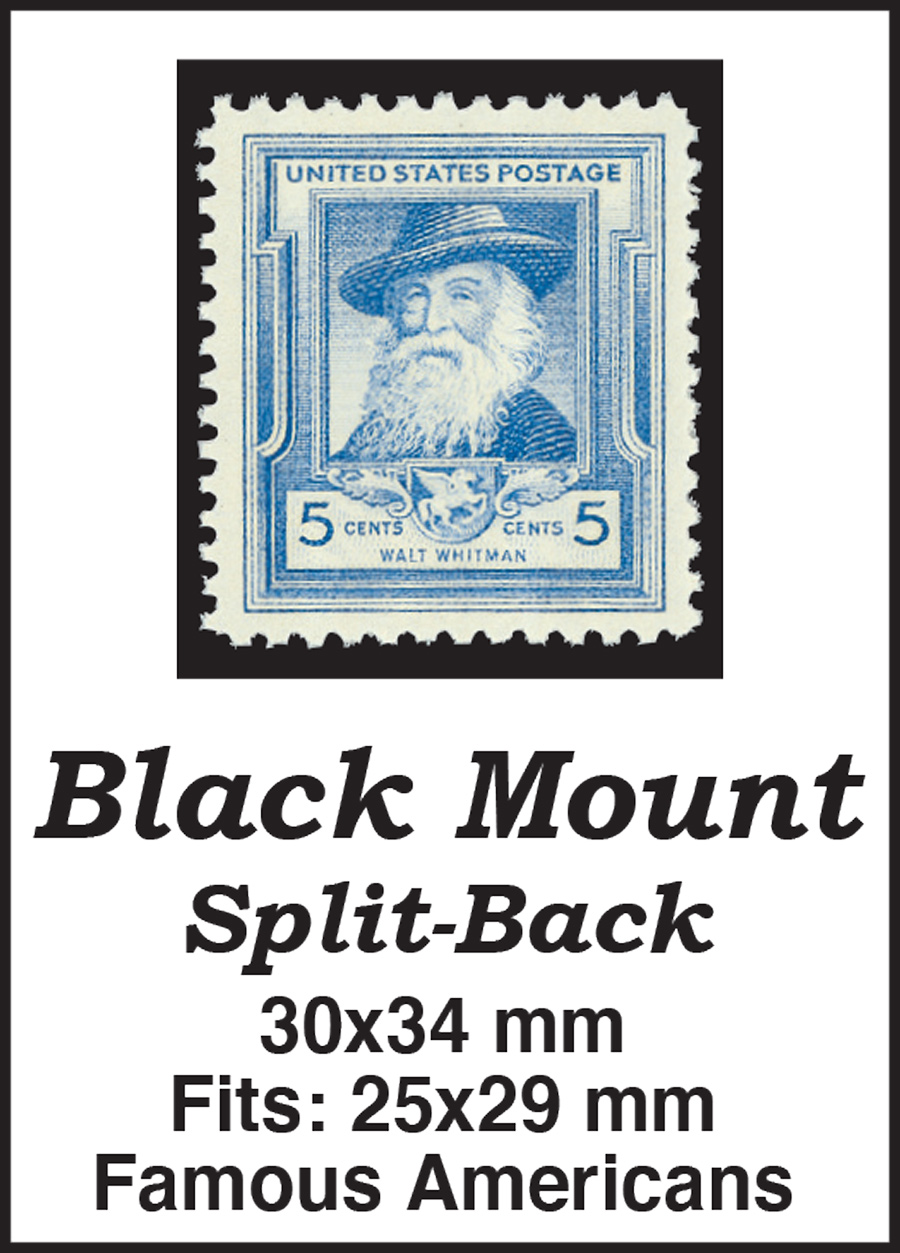 MM507 - 30x34mm 50 Vertical Black Split-Back Mounts - Mystic Stamp Company