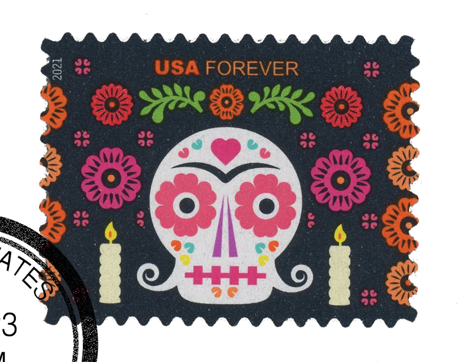 5642 - 2021 First-Class Forever Stamps - Day of the Dead: Woman's Skull ...