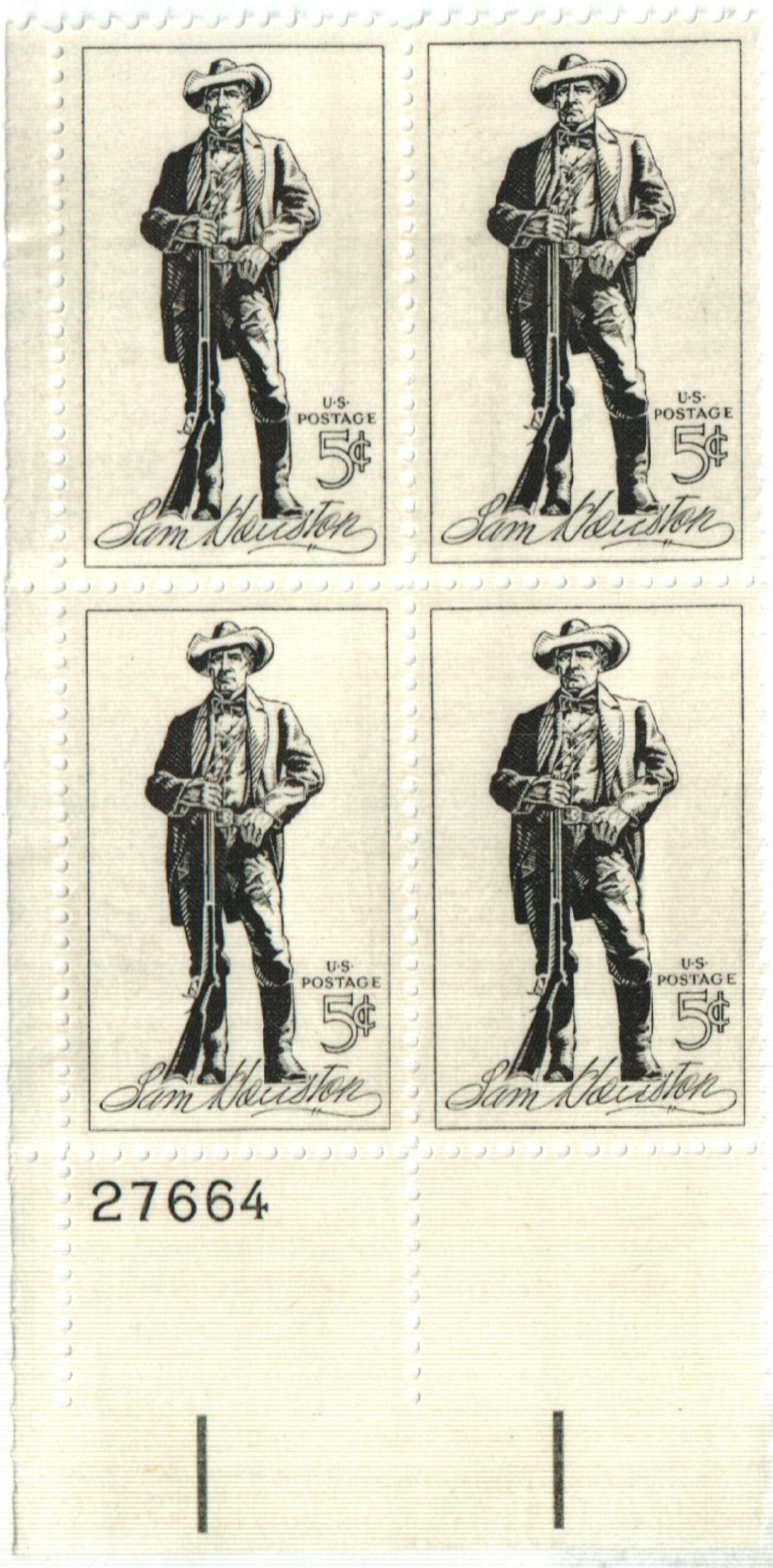 1242 - 1964 5c Sam Houston - Mystic Stamp Company