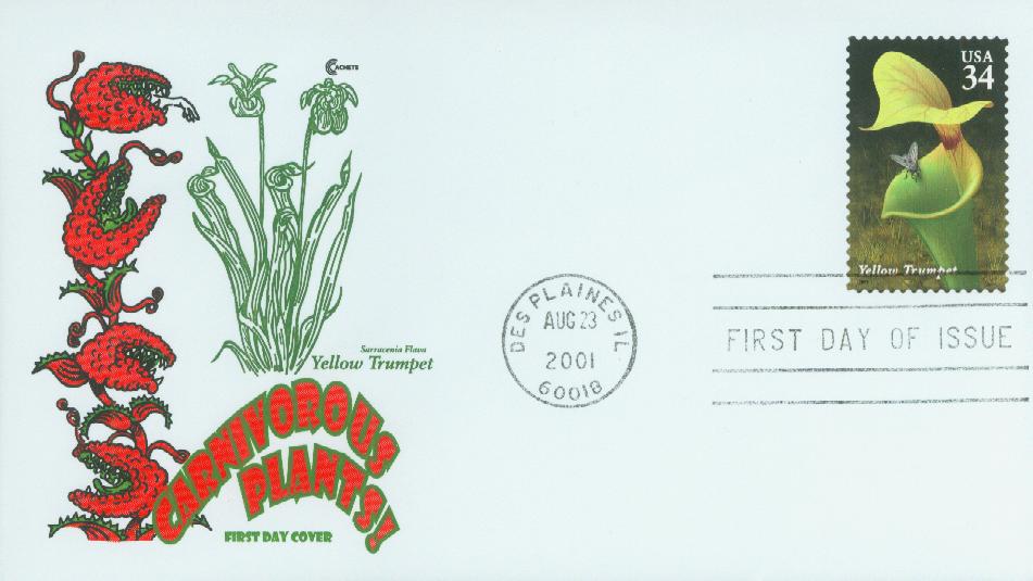 3529 - 2001 34c Carnivorous Plants: Yellow Trumpet - Mystic Stamp Company