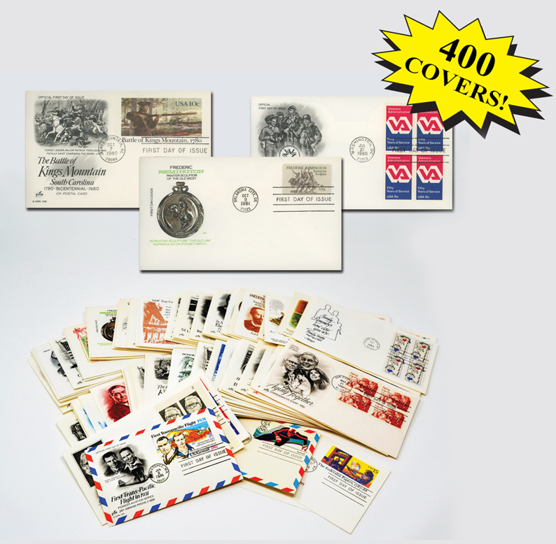 MCV019C - 1980s First Day Covers, Collection of 400 - Mystic Stamp Company