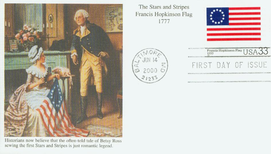 3403e - 2000 33c The Stars and Stripes: Francis Hopkinson Flag - Mystic ...