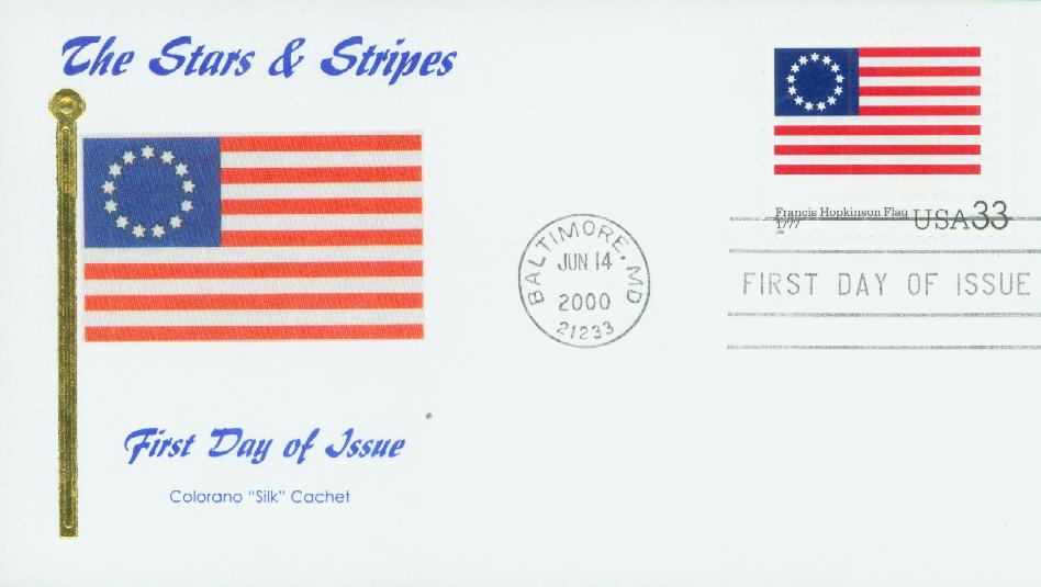 3403e - 2000 33c The Stars and Stripes: Francis Hopkinson Flag - Mystic ...