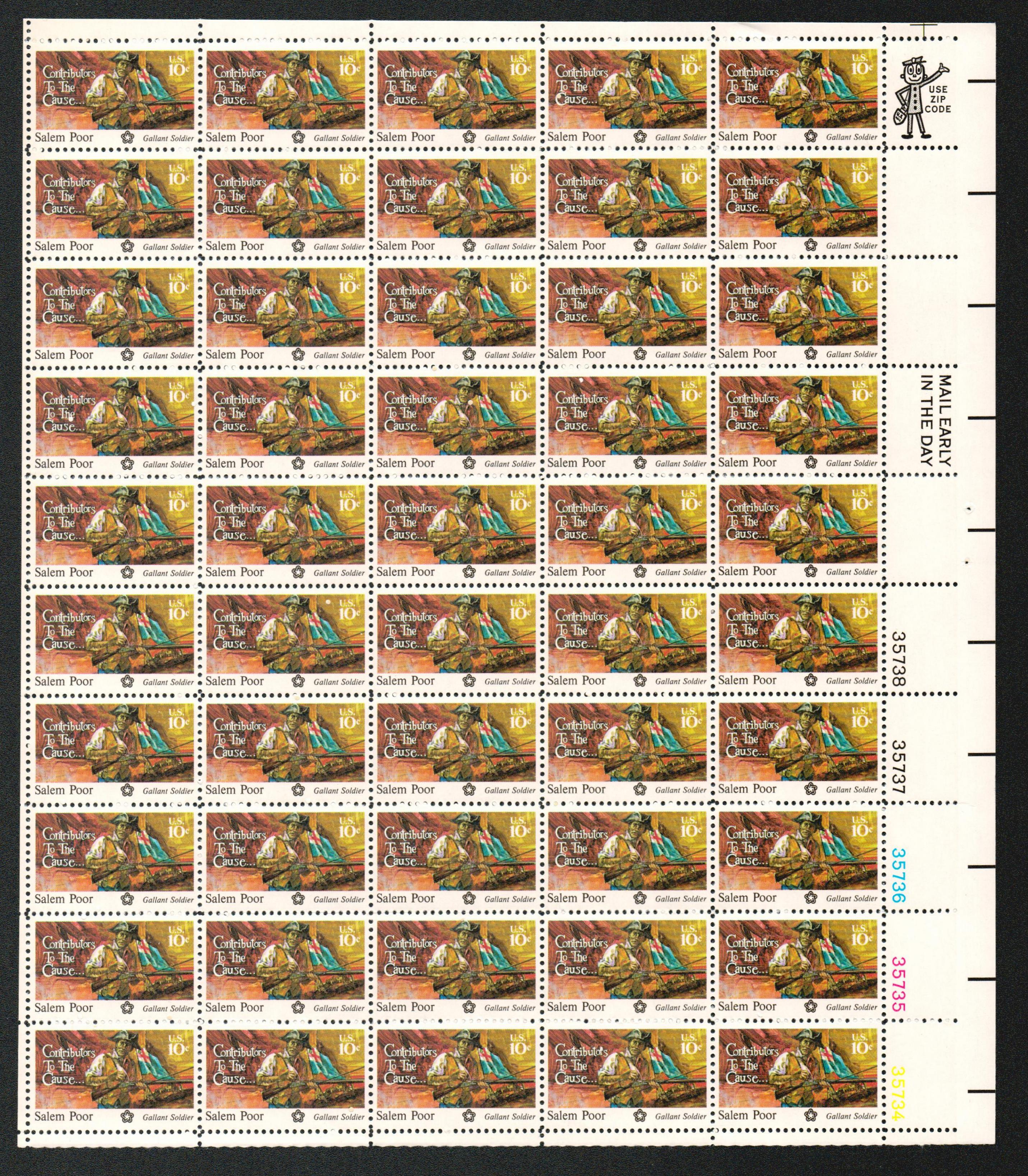 1560 - 1975 10c Contributors to the Cause: Salem Poor - Mystic Stamp ...