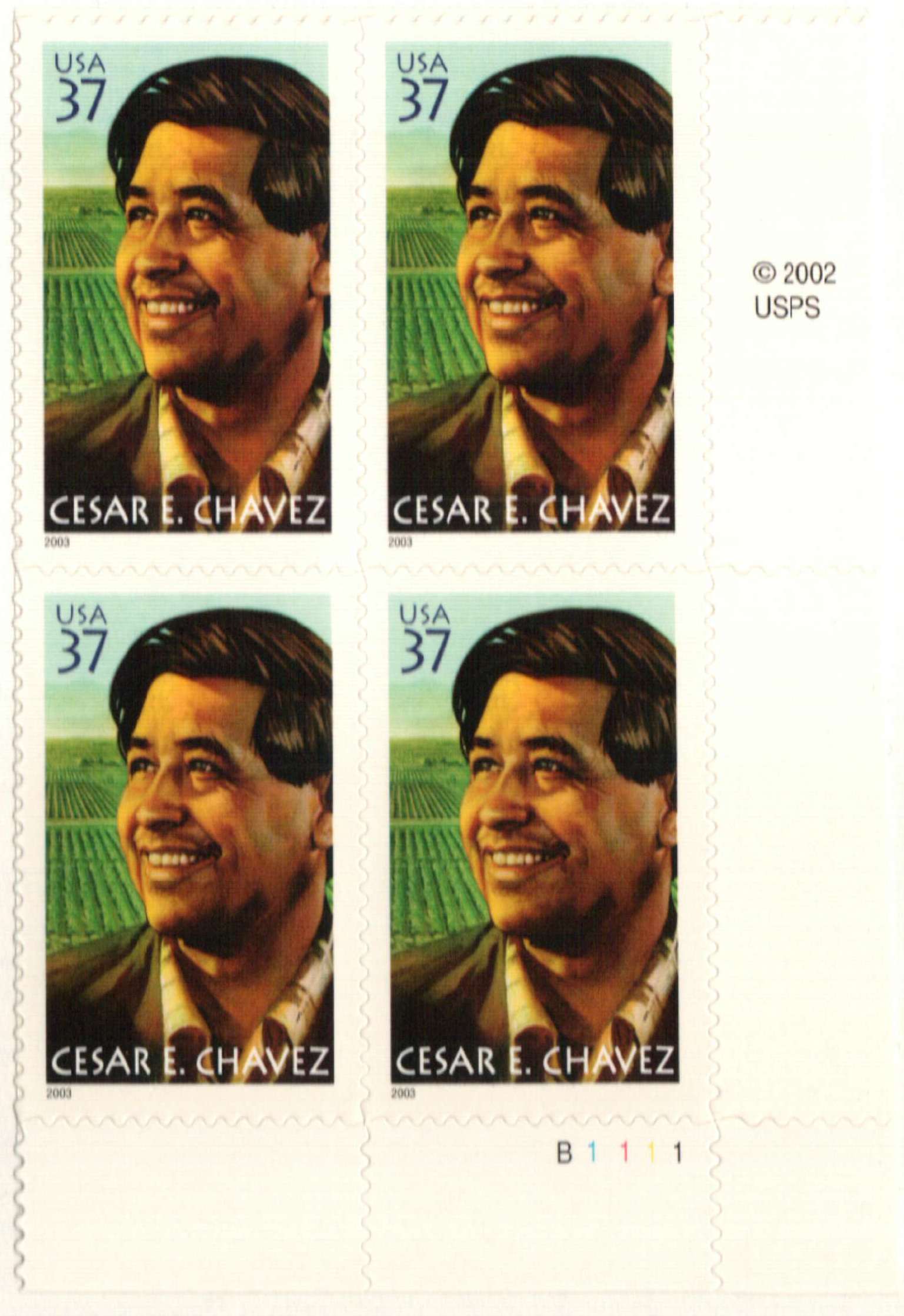 3781 - 2003 37c Cesar E. Chavez - Mystic Stamp Company