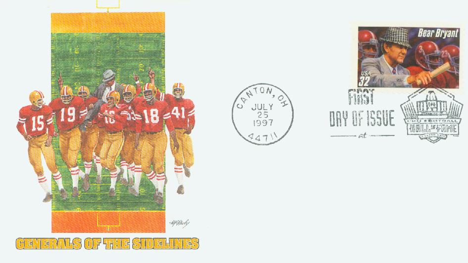 3143 - 1997 32c Football Coaches: Bear Bryant - Mystic Stamp Company