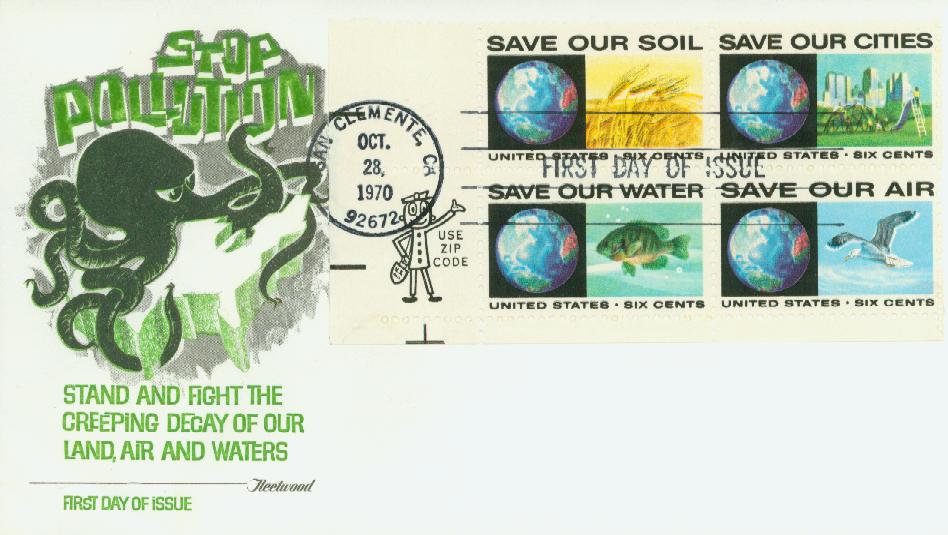 1410-13 - 1970 6c Anti-Pollution - Mystic Stamp Company