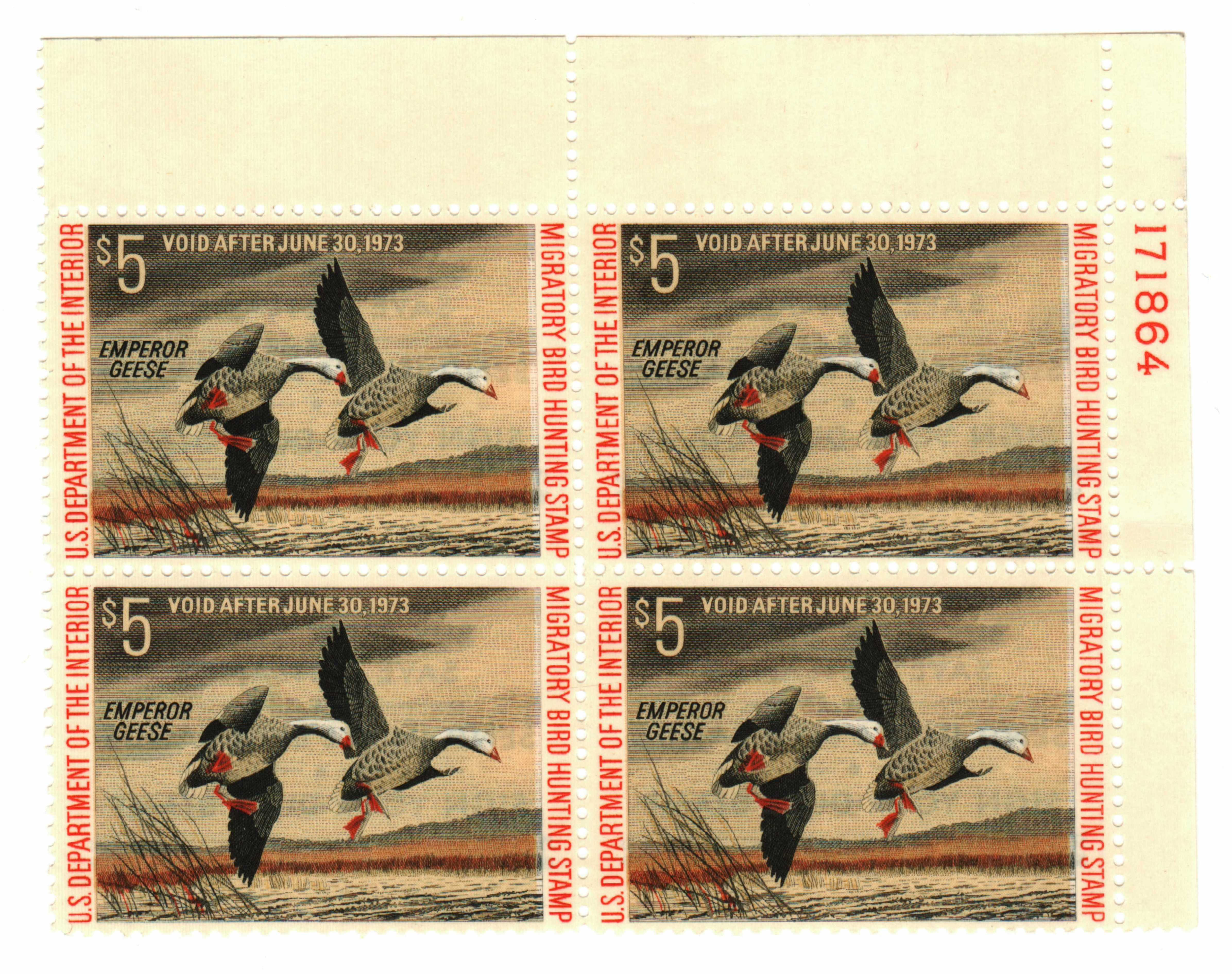 RW39 - 1972 $5.00 Federal Duck Stamp - Emperor Geese - Mystic Stamp Company