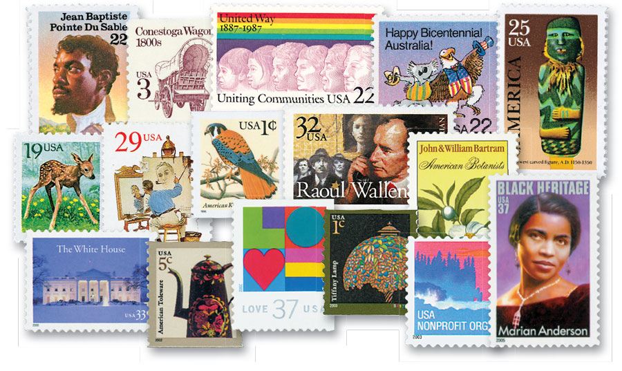 M12433 - 1987-2005 Mint US Stamp Mix - 50 Mint Stamps - Mystic Stamp ...