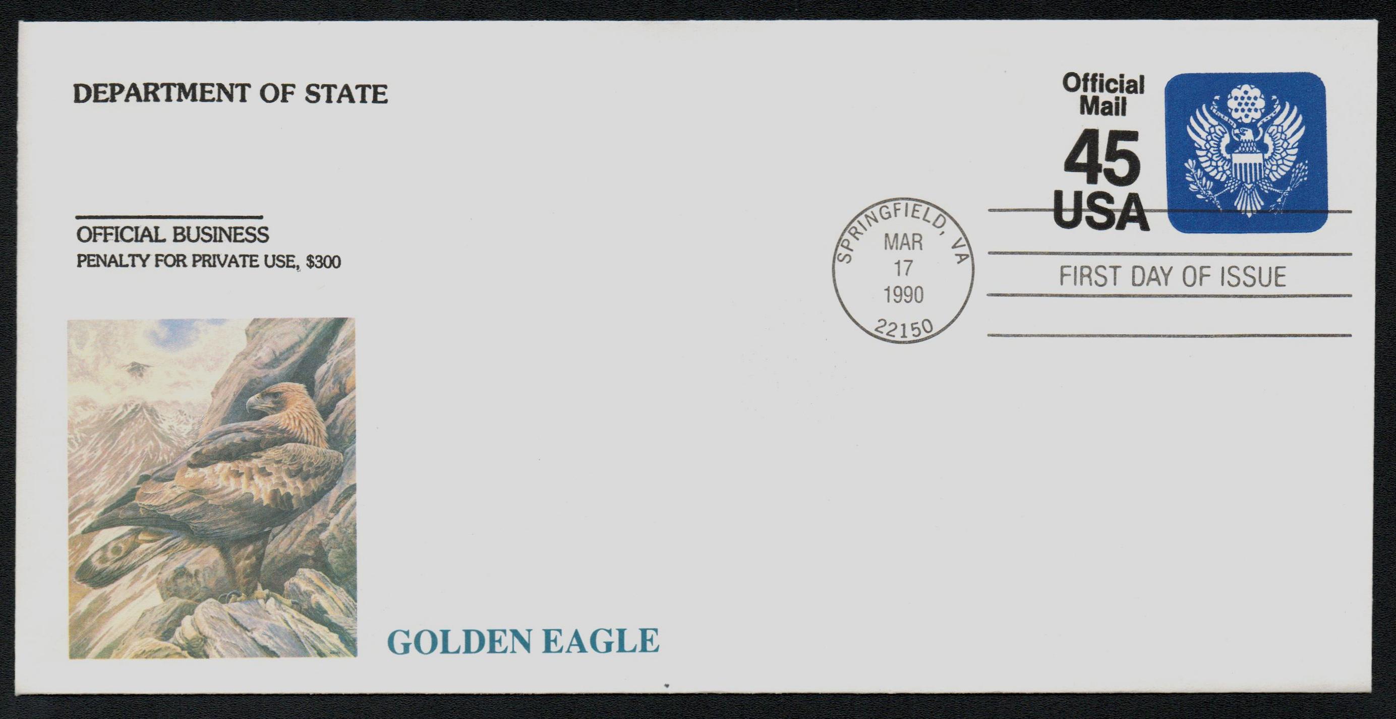 UO79 - 1990 45c Official Mail Envelope - Mystic Stamp Company