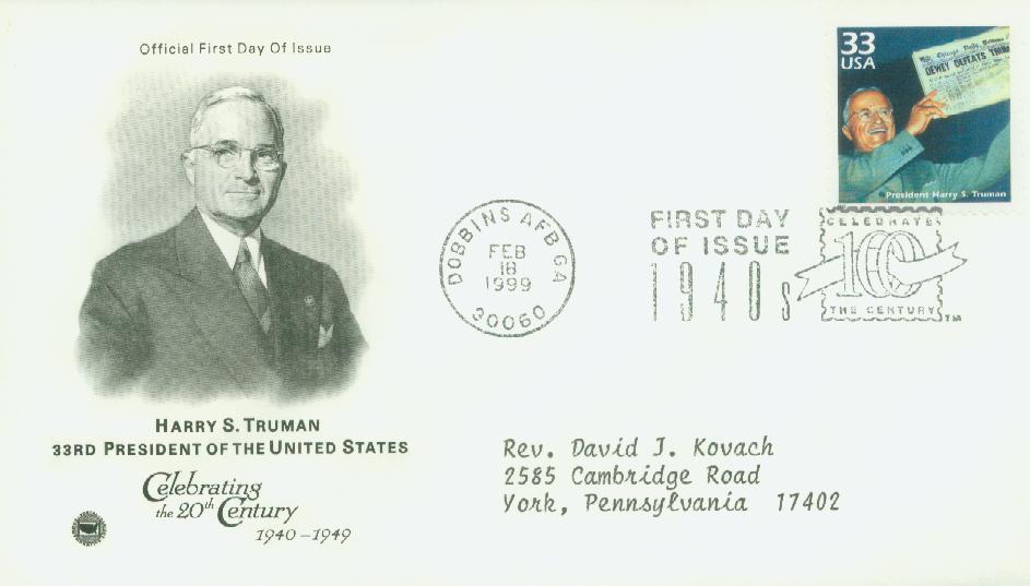 3186d - 1999 33c Celebrate the Century - 1940s: President Harry S ...