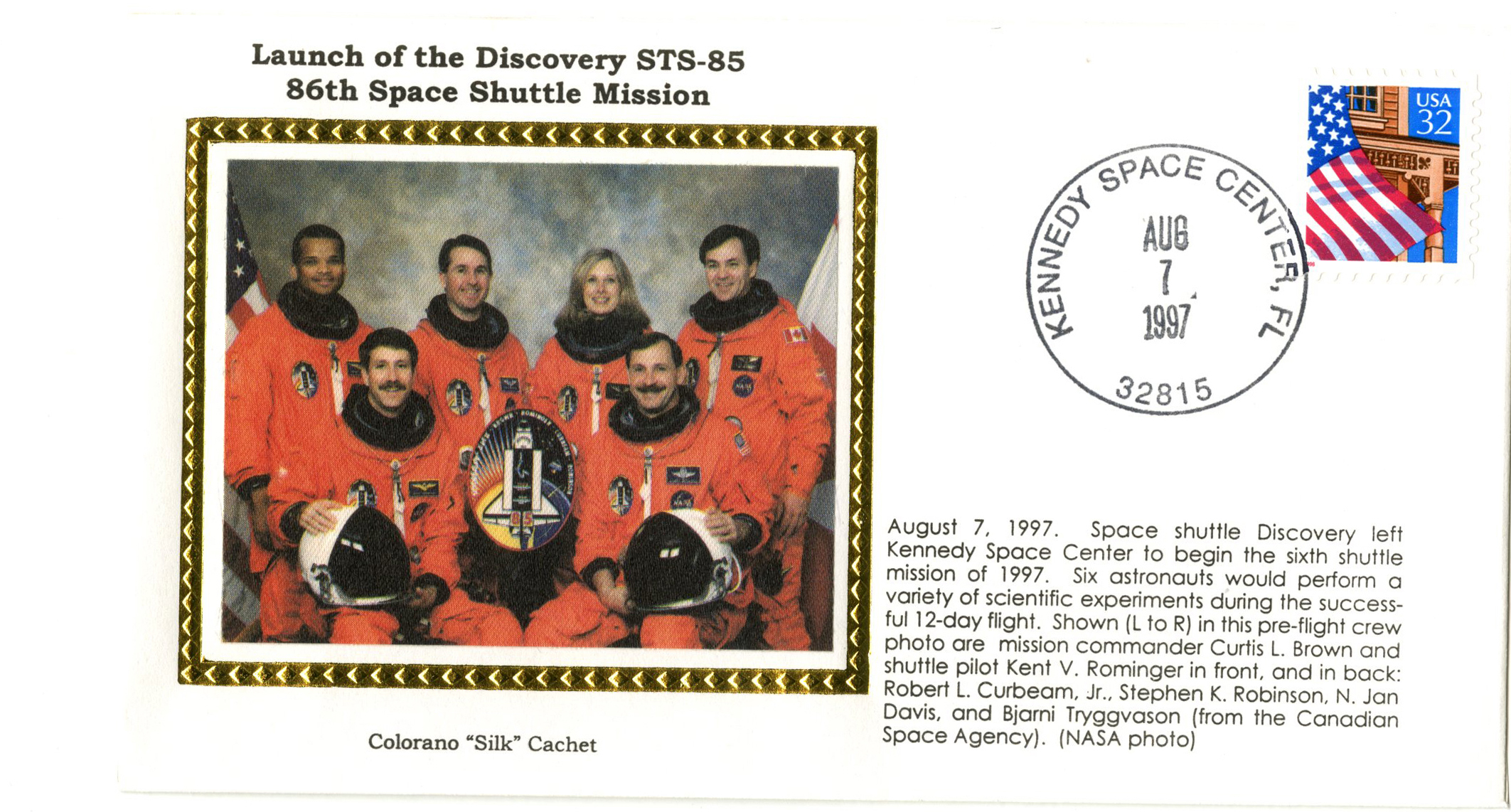STS85L - STS-85 Launch Cover - Mystic Stamp Company