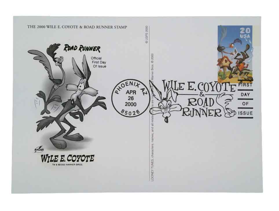 UX314 - 2000 Wile E. Coyote and Road Runner PC FDC - Mystic Stamp Company