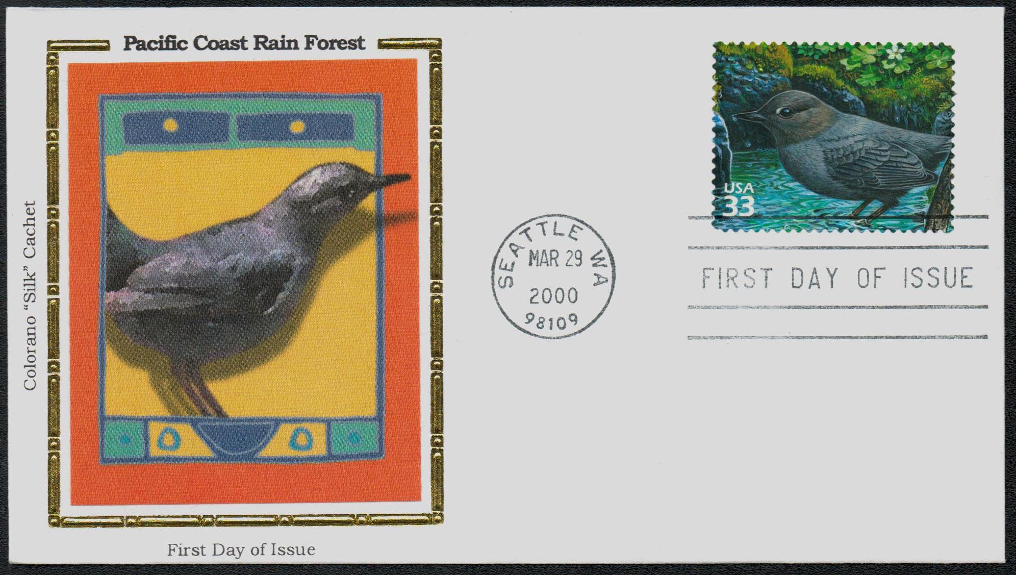 3378c - 2000 33c Pacific Coast Rain Forest: American Dipper - Mystic ...