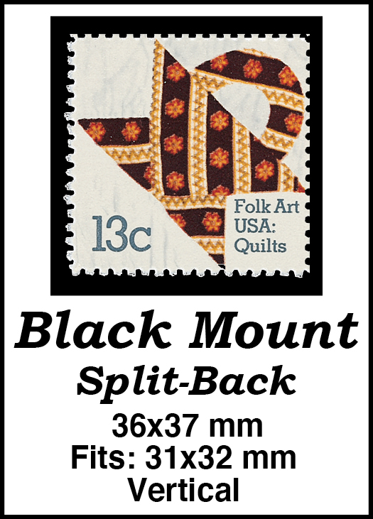 MM774 - 36x37mm 15 Vertical Black Split-Back Mounts - Mystic Stamp Company