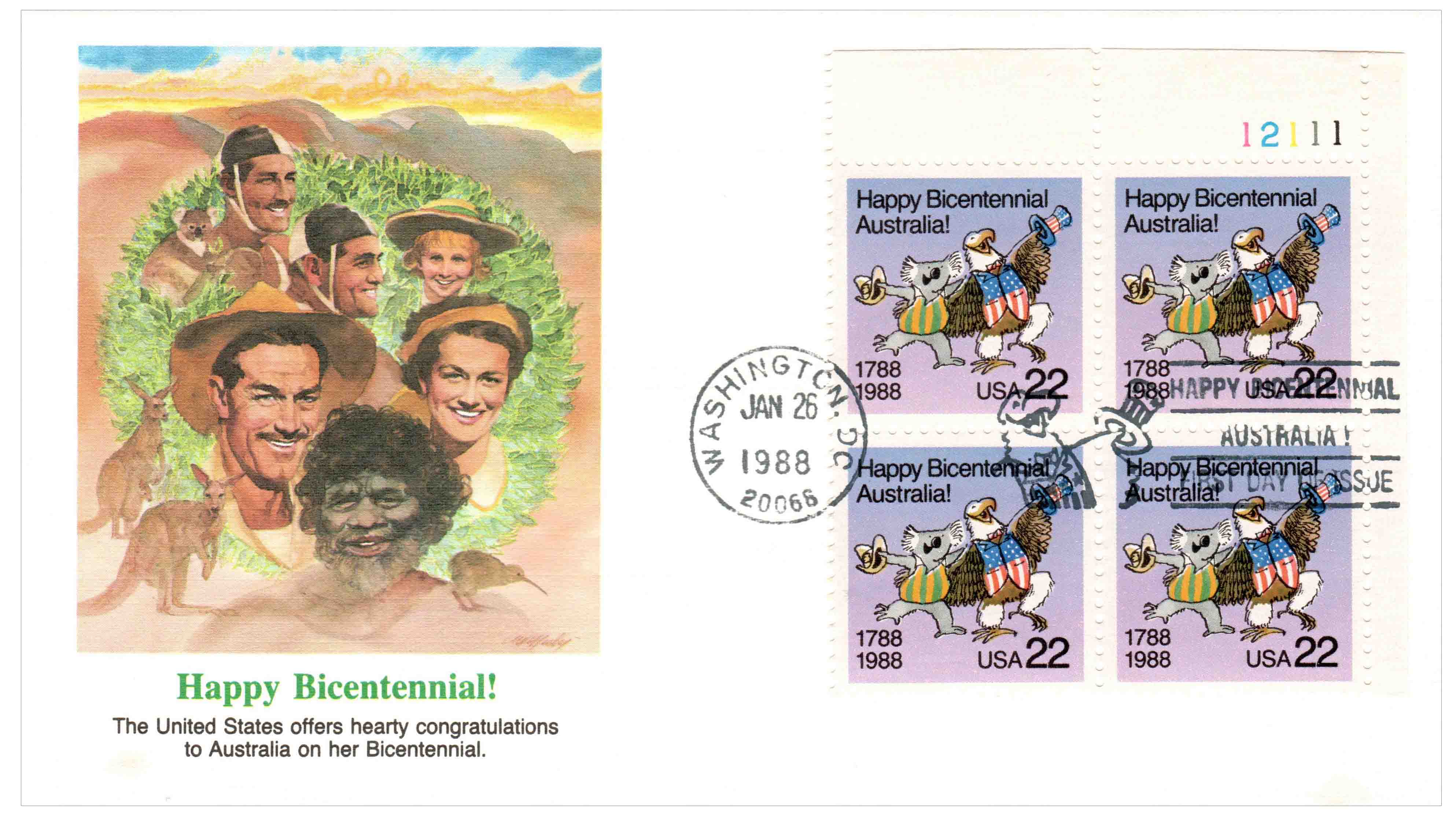 2370 - 1988 22c Australia Bicentennial - Mystic Stamp Company