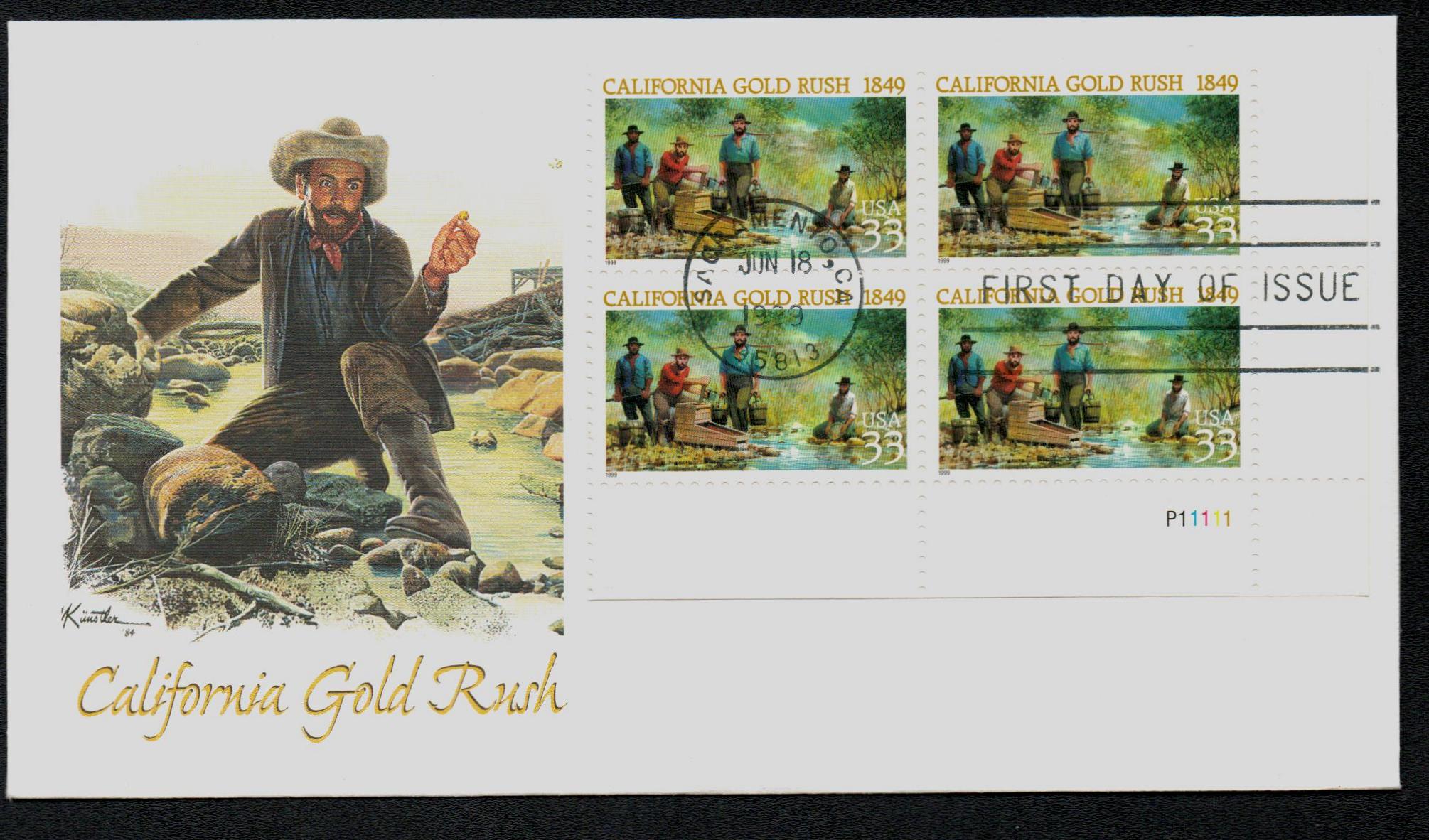 3316 - 1999 33c California Gold Rush - Mystic Stamp Company