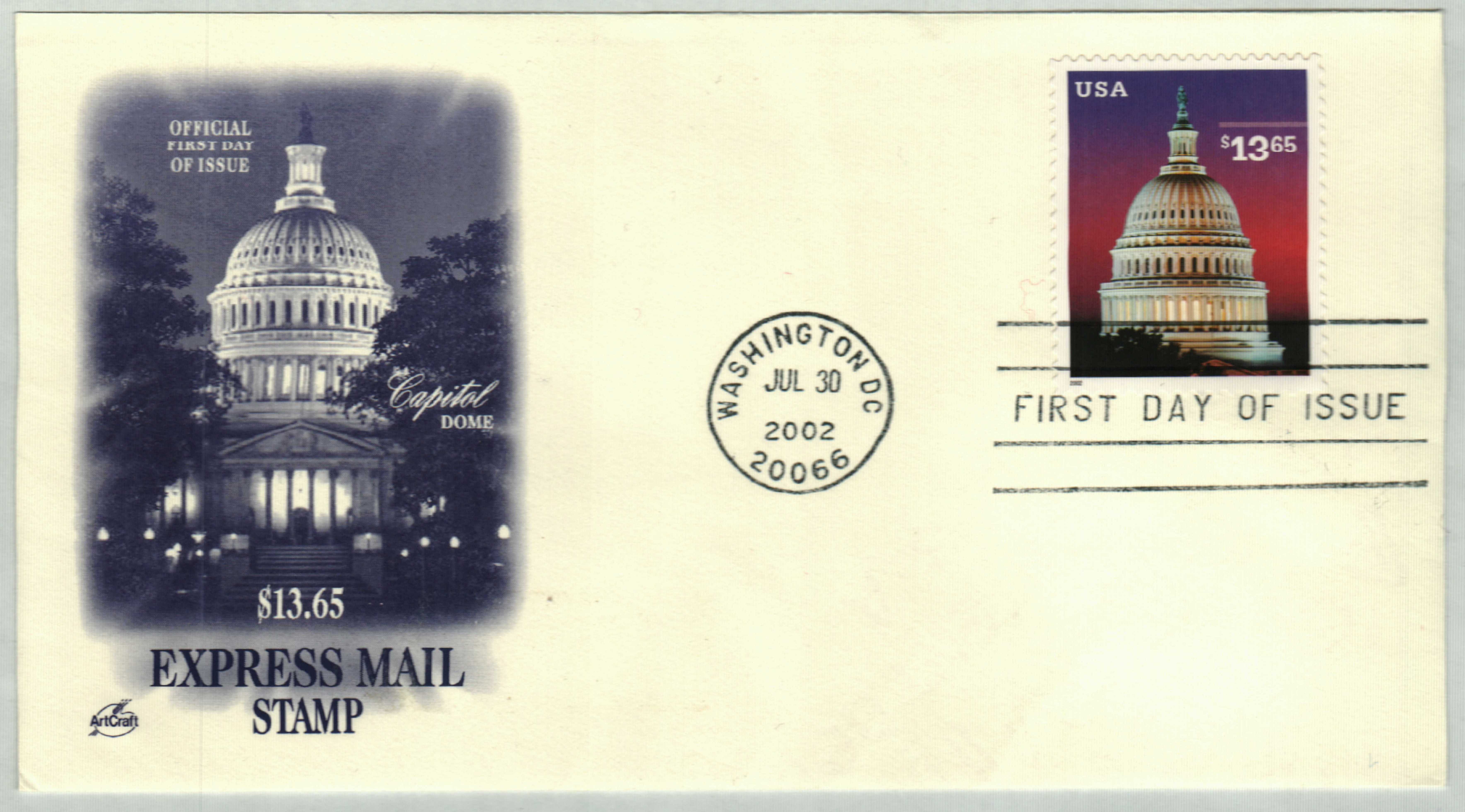 3648 - 2002 $13.65 U.S. Capitol Dome, Express Mail - Mystic Stamp Company