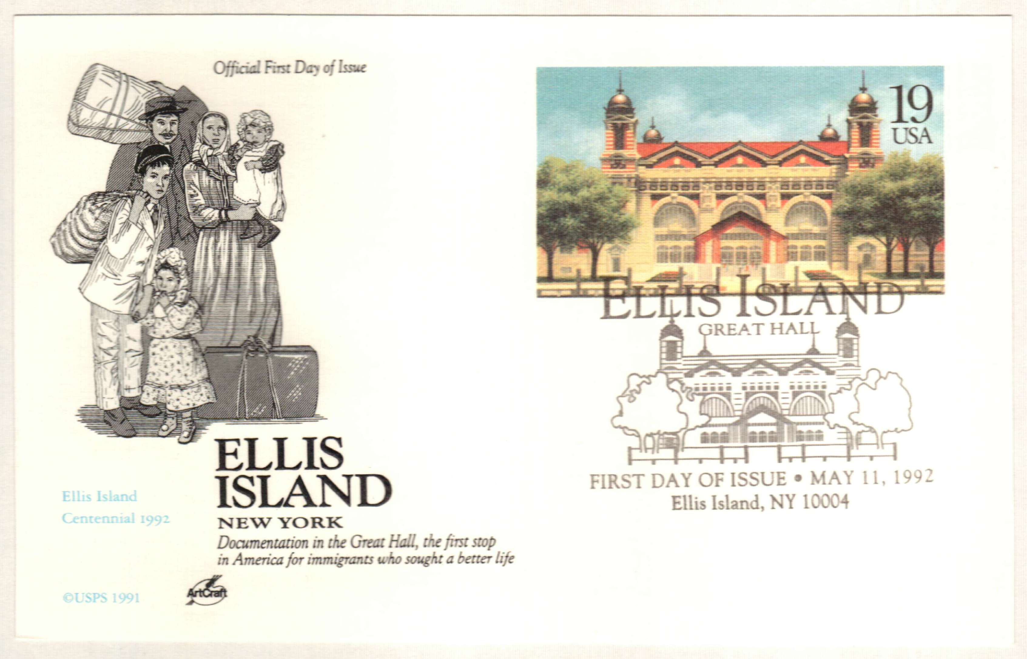 UX165 - 1992 19c Postal Card - Ellis Island Immigration Museum - Mystic ...