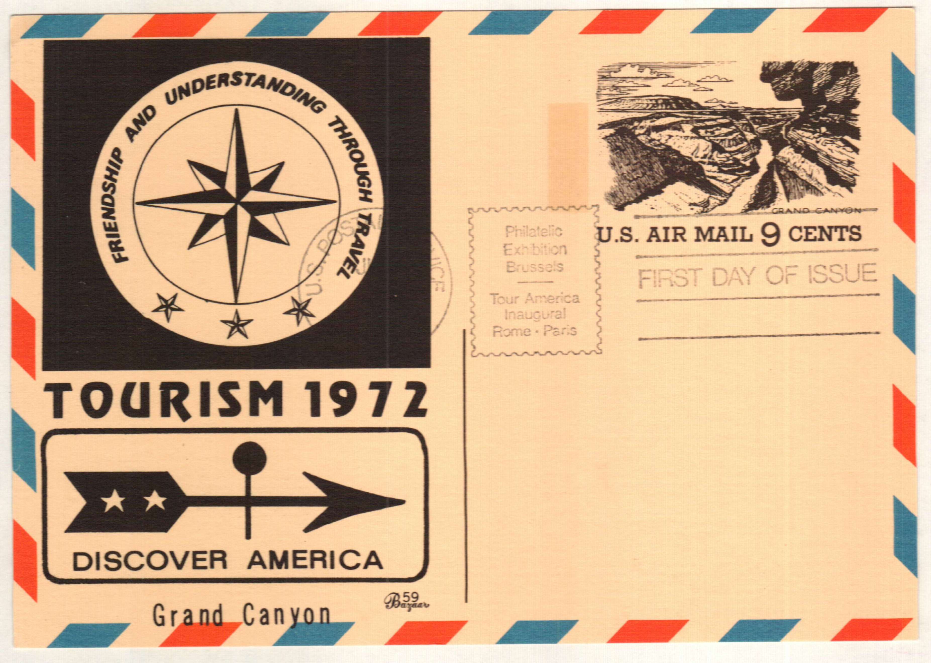 UXC12 - 1972 9c Air Mail Postal Card - Grand Canyon - Mystic Stamp Company