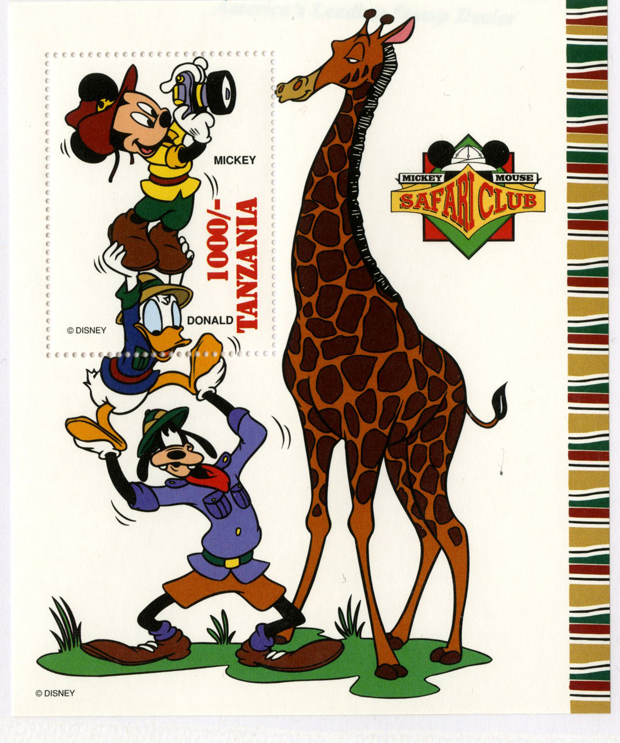 MDS479 - Tanzania 1994 Mickey Mouse - Safari Club - Mystic Stamp Company