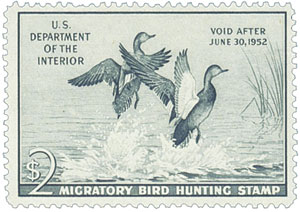 RW18 - 1951 $2.00 Federal Duck Stamp - Gadwall Ducks - Mystic Stamp Company