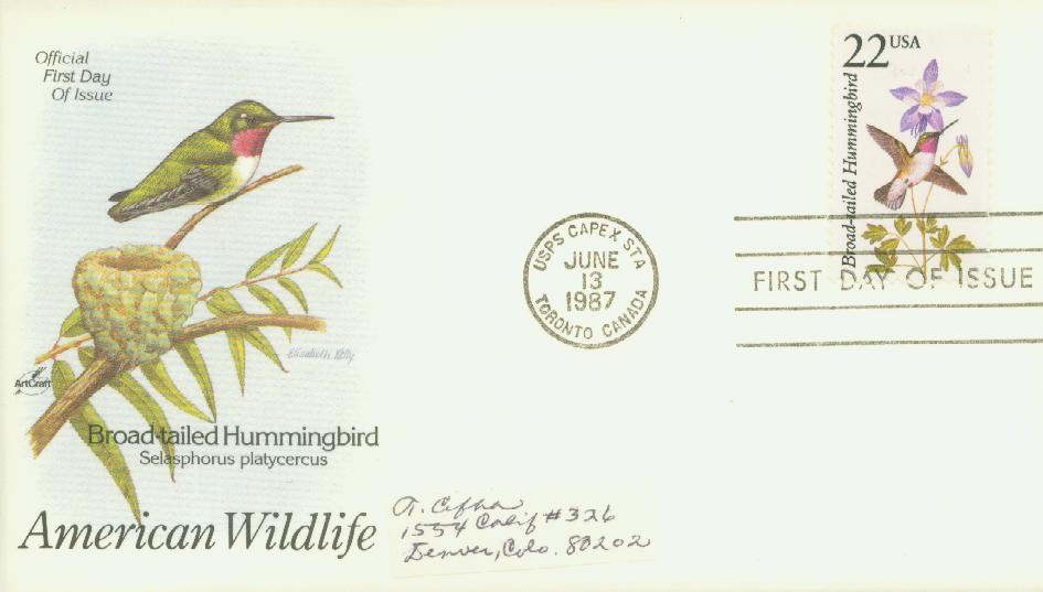2289 - 1987 22c North American Wildlife: Broad-tailed Hummingbird ...