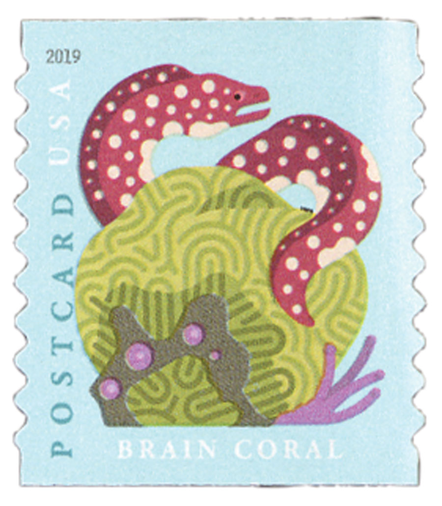 5370 - 2019 35c Coral Reefs: Brain Coral (coil) - Mystic Stamp Company
