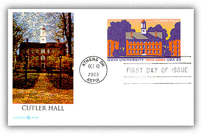 UX400 - 2003 23c Ohio University Cutler Hall PC FDC - Mystic Stamp Company