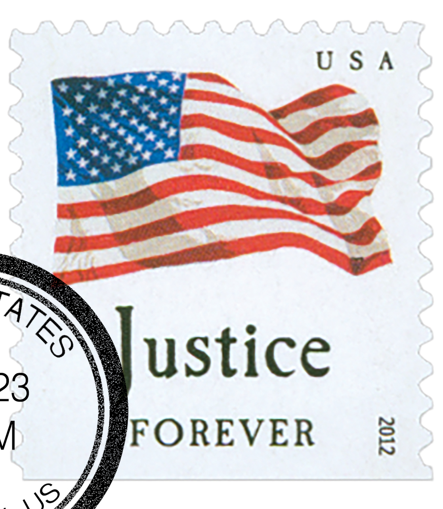 4644 - 2012 First-Class Forever Stamp - Flag and "Justice" with Colored ...