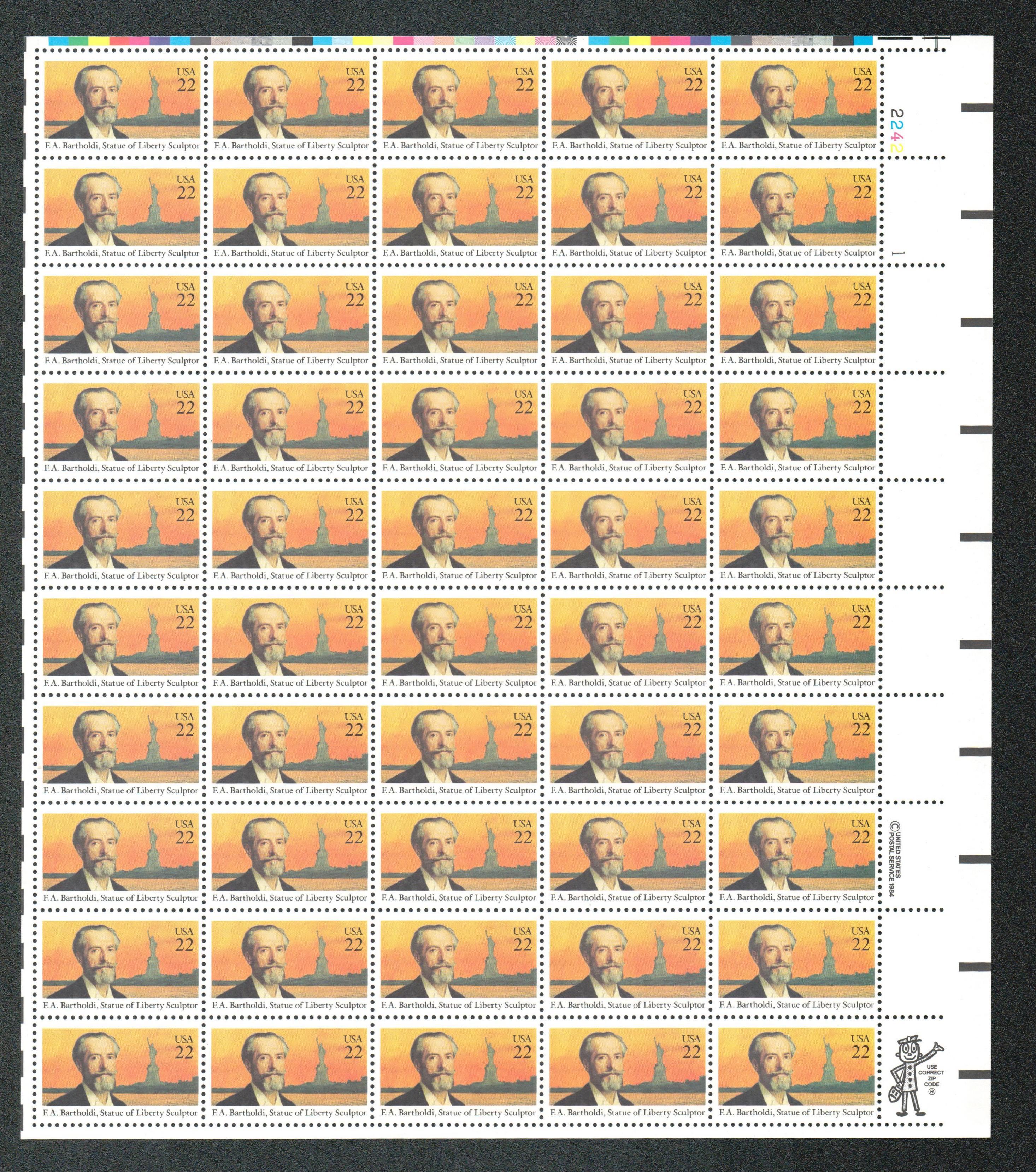 2147 - 1985 22c Frederic Auguste Bartholdi - Mystic Stamp Company