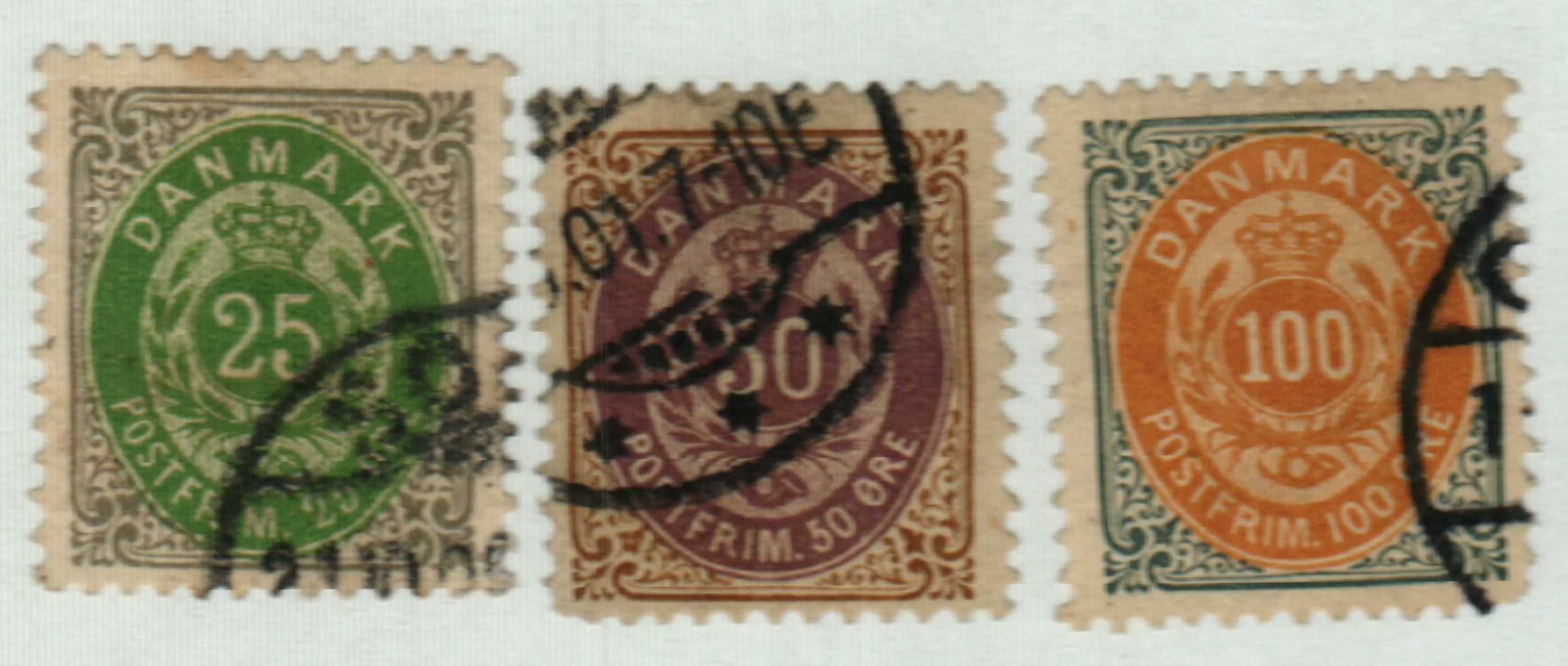 50-52 - 1895-98 Denmark - Mystic Stamp Company