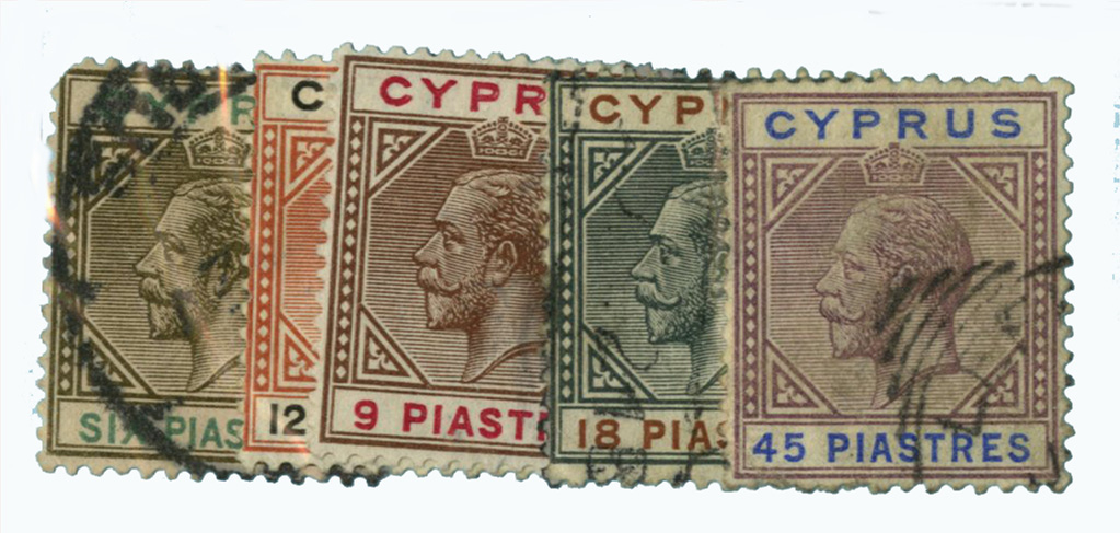 67-71 - 1912 Cyprus - Mystic Stamp Company