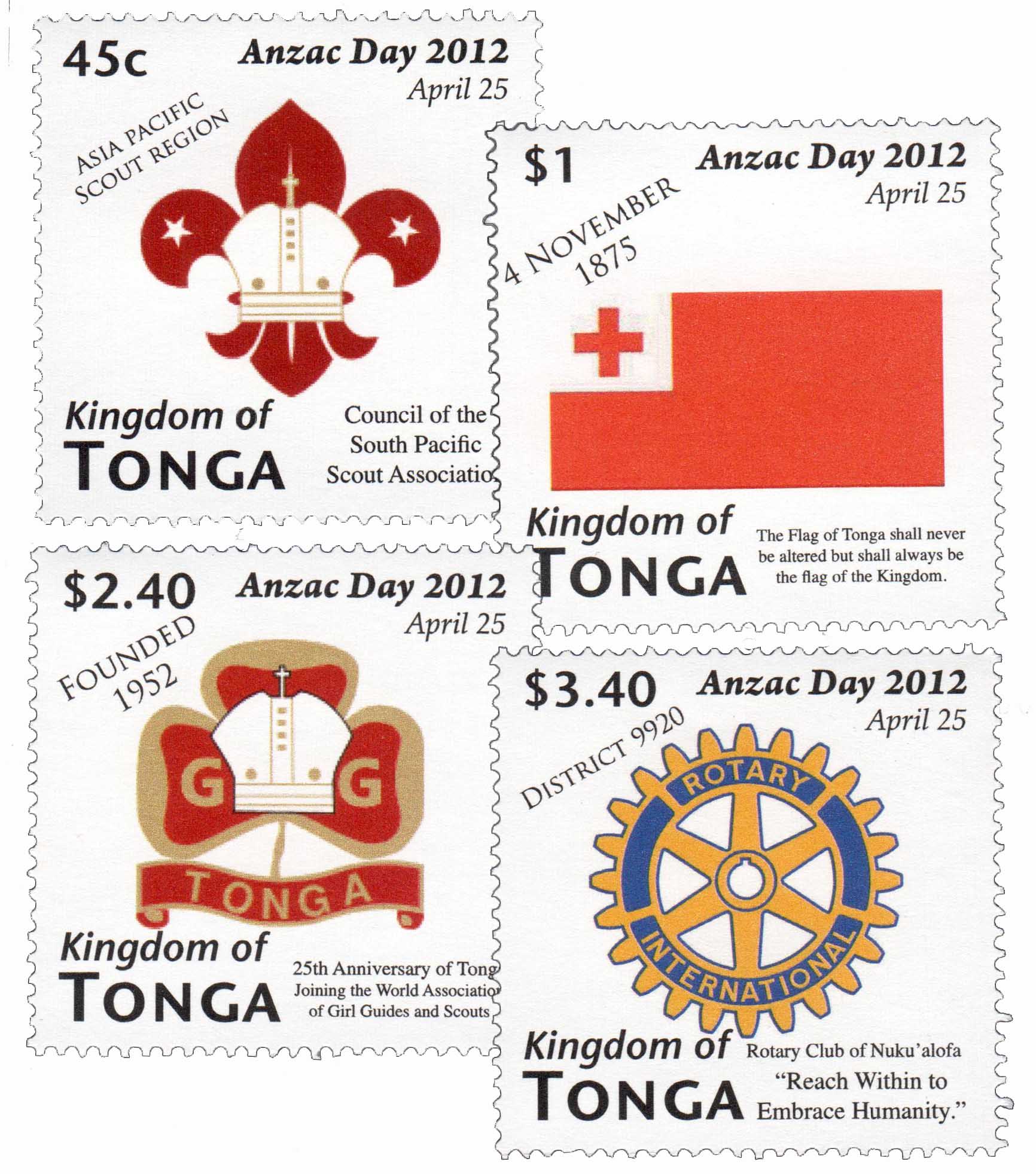 1180-83 - 2012 Tonga - Mystic Stamp Company