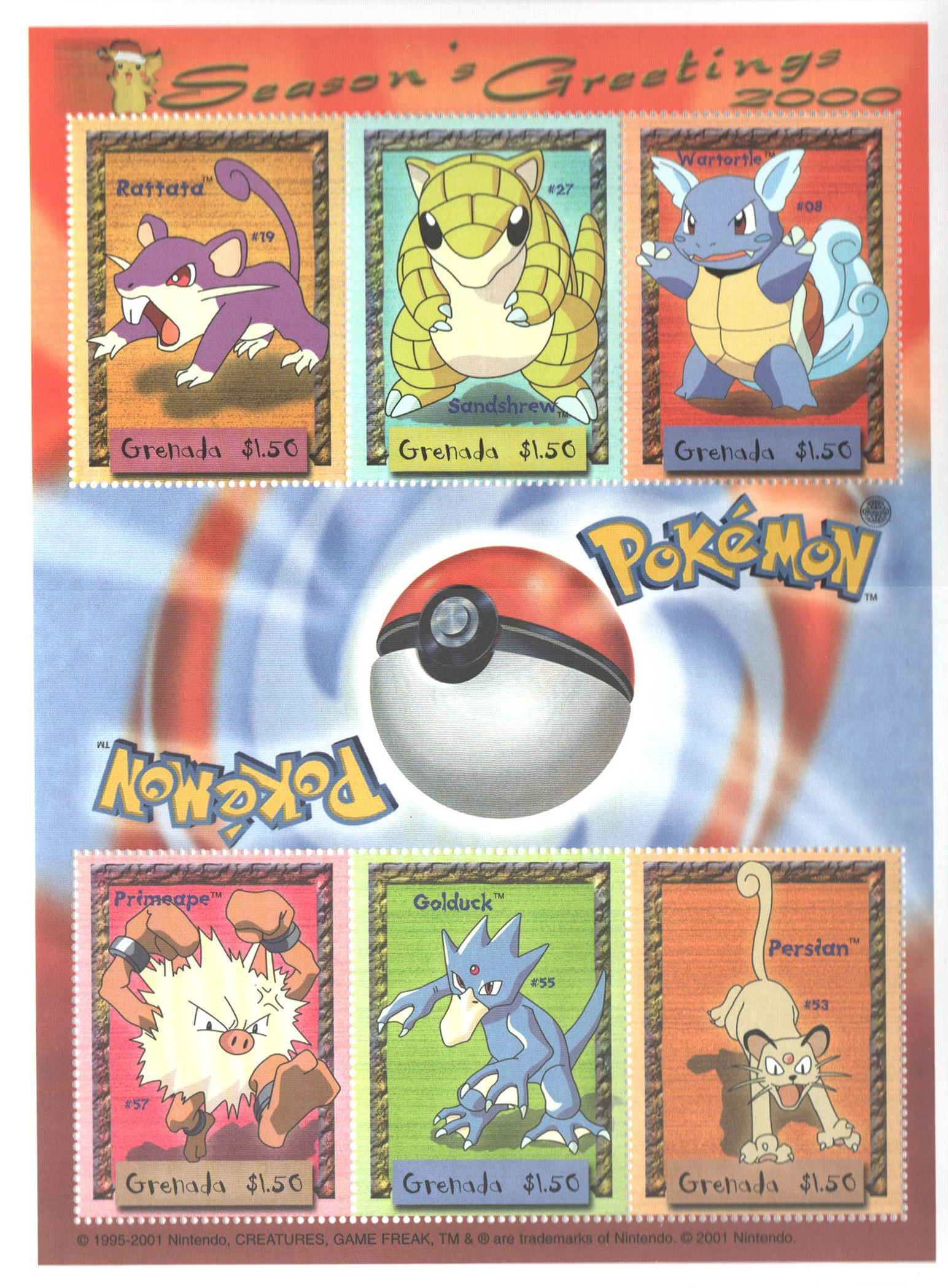 3088 - 2001 Grenada - Mystic Stamp Company