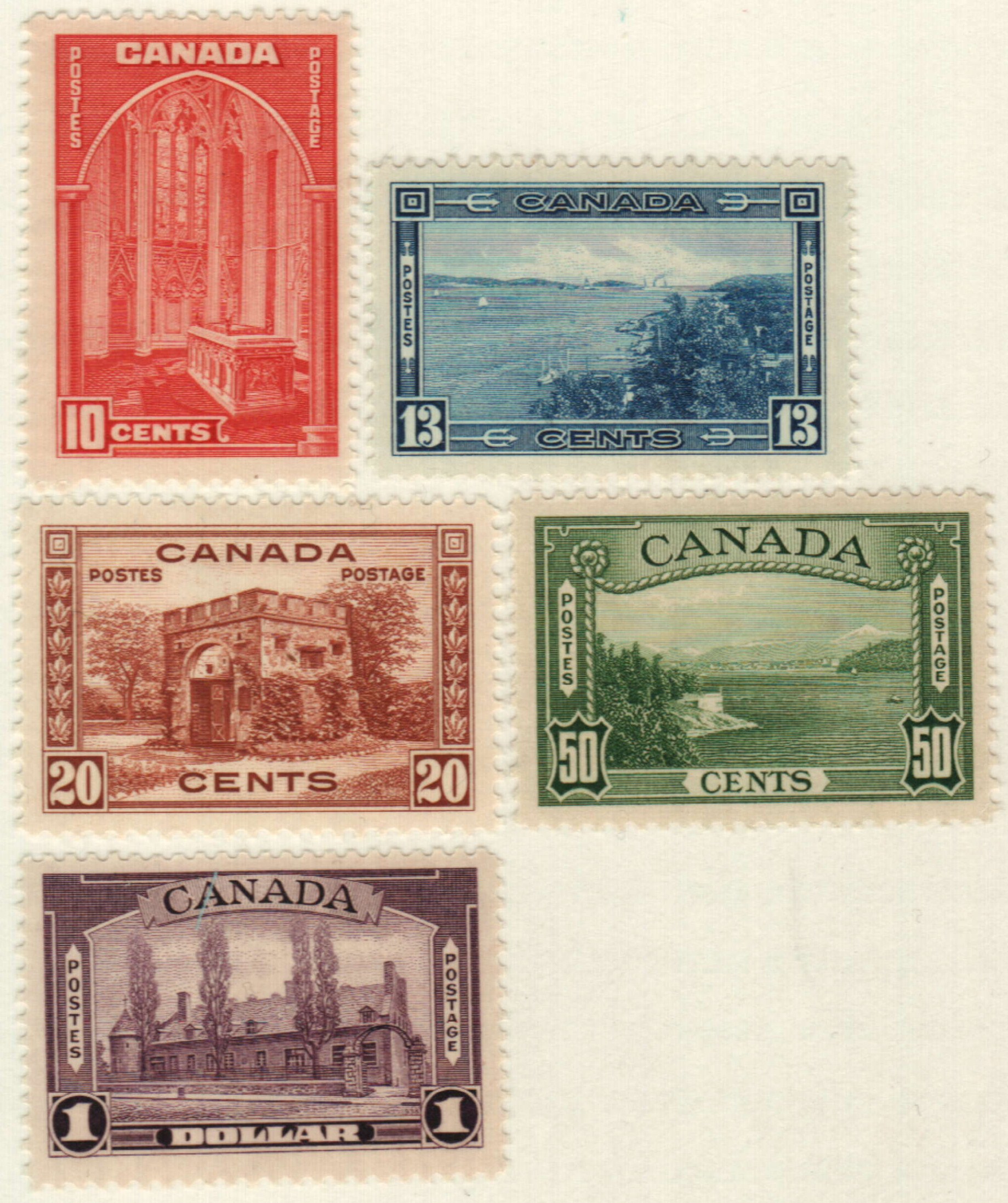 241-45 - 1938 Canada - Mystic Stamp Company